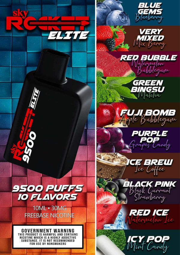 SKY ROCKET ELITE 9,500 PUFFS | COMPATIBLE TO BLACK ELITE V1 – Daily ...